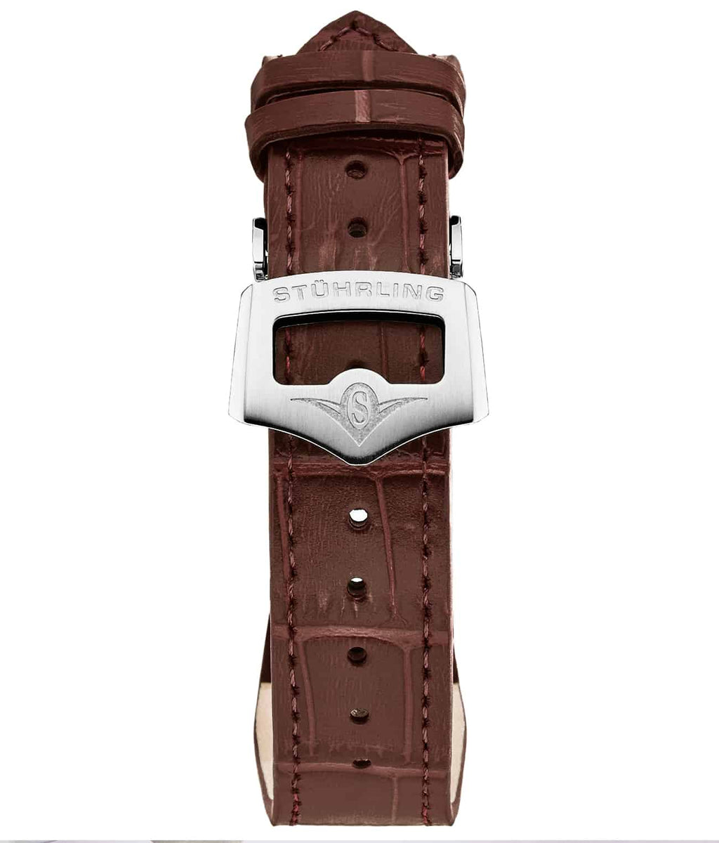24mm Leather Strap with Stainless Steel Deployant Buckle | Stührling